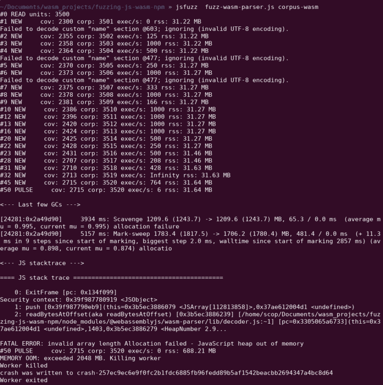 Fuzzing Javascript Nodejs Webassembly Parser With Jsfuzz